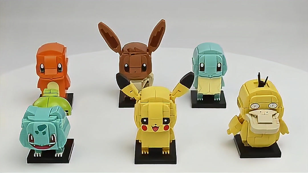 宠物小精灵积木拼装皮卡丘方头仔宝可梦动漫卡通模型玩具礼物展示