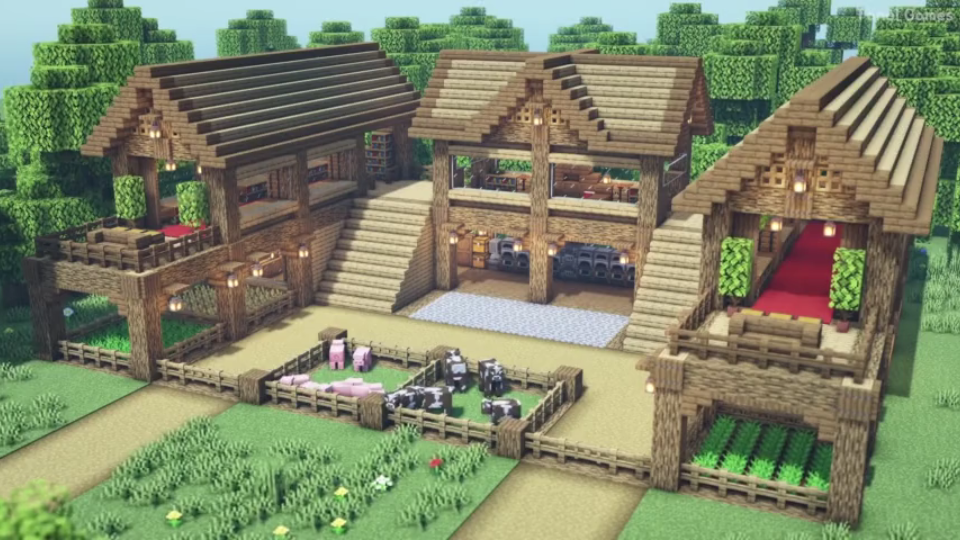 我的世界Minecraft:如何建立初學者的大型橡樹农舍生存基地【MC建筑】