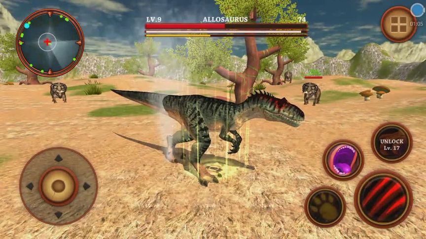 游戏 迅猛龙竟然被小恐龙包围了!动物模拟器手机中文版