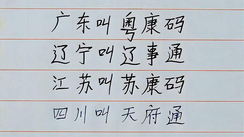 各地省份行程码的叫法