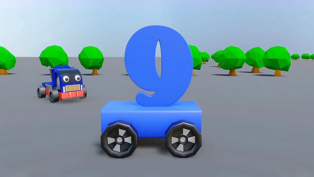 英文数字小汽车动画 英语启蒙