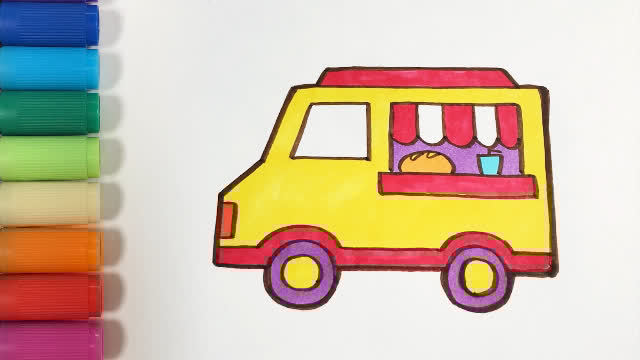 儿歌多多汽车简笔画 快餐车 一起学画漂亮简单的小汽车