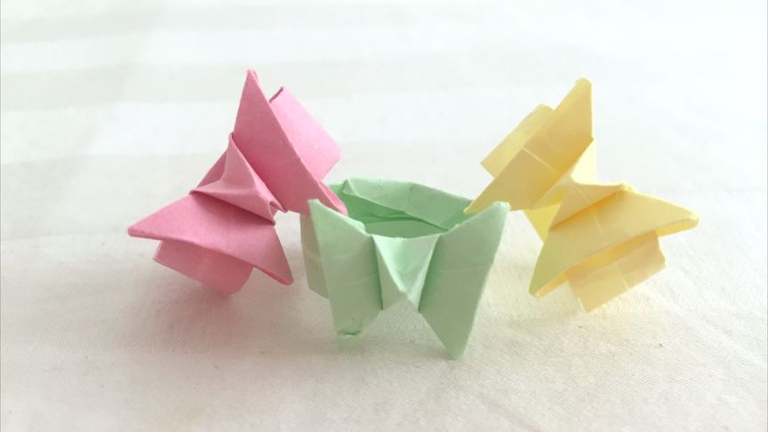 折纸教程:立体蝴蝶结戒指,折法简单还能哄女孩子开心