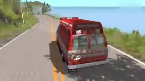 BeamNG模拟汽车高速转弯侧翻碰撞