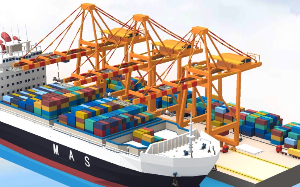 我爱拼模型新加坡港口货轮