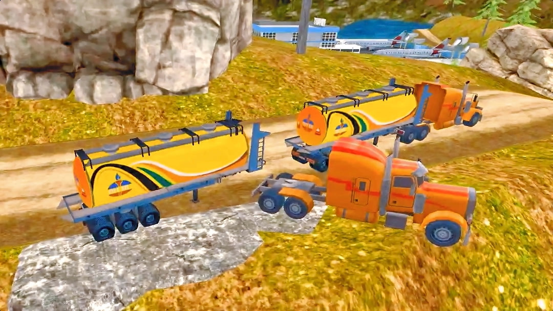 越野油罐卡车驾驶模拟器 另一台油罐车抛锚 直接托起两个罐子出发