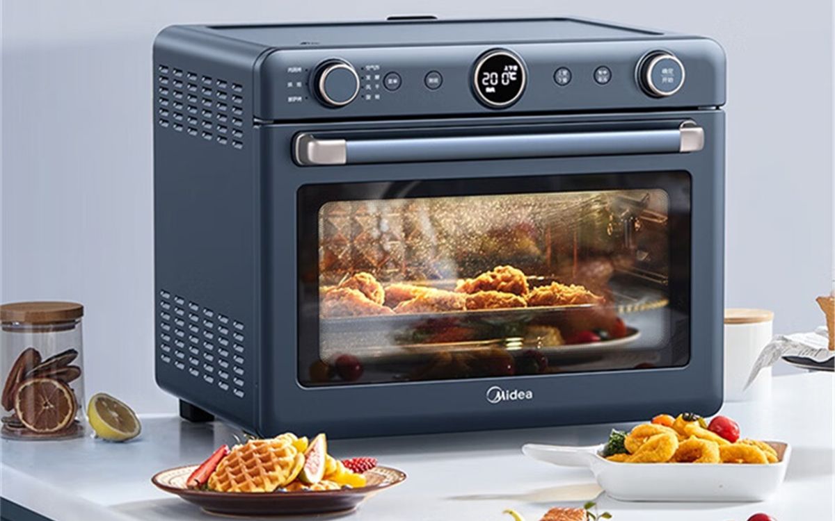 ...(Midea)石墨烯免预热 顶部热风风炉家用智能空气炸电烤箱 35L搪瓷...