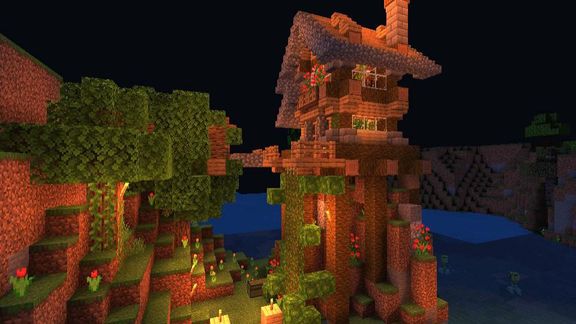 【我的世界】建筑欣赏丛林悬空木质小屋