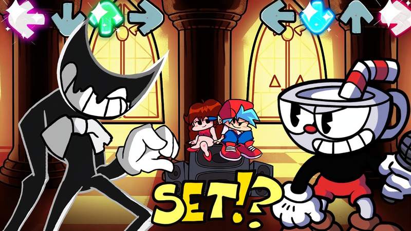 周五夜放克游戏 班迪挑战茶杯头不同模组同唱一首歌