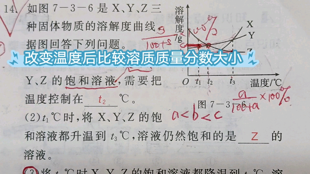 科粤版初三化学第七章 溶质质量分数大小的比较