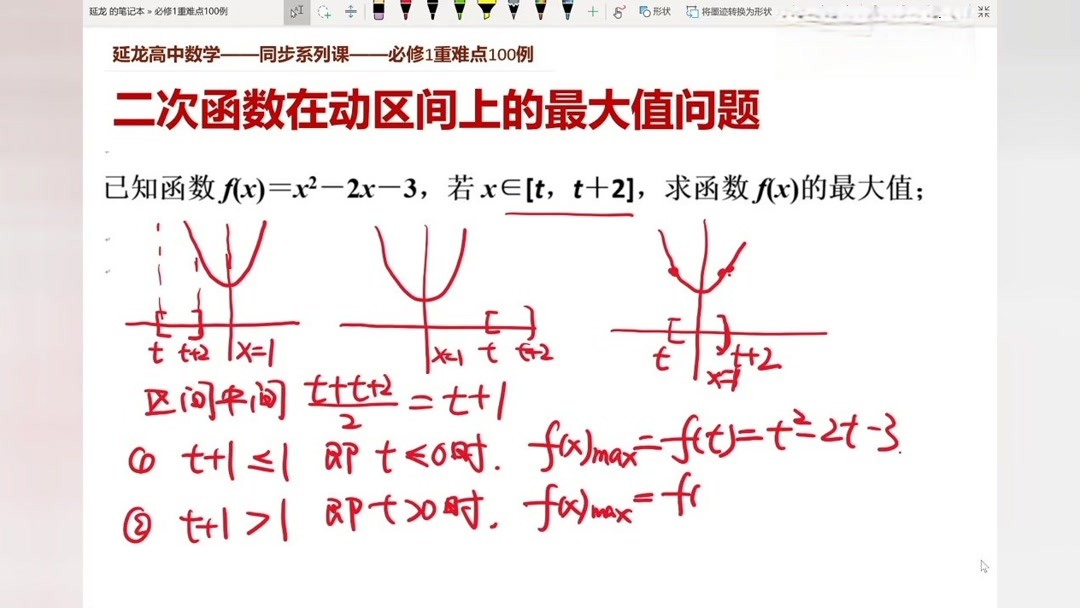 高中数学必修1同步课程函值最值问题 二次函数在动区间上的最大值