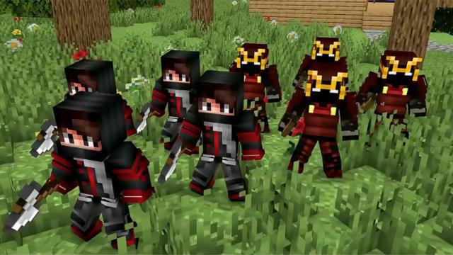 我的世界MC动画:忍者军团袭击怪物学校,怪物们背水一战