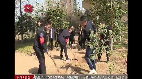 公交公司组织员工植树增绿,并倡议公交出行,保证城市低碳运转