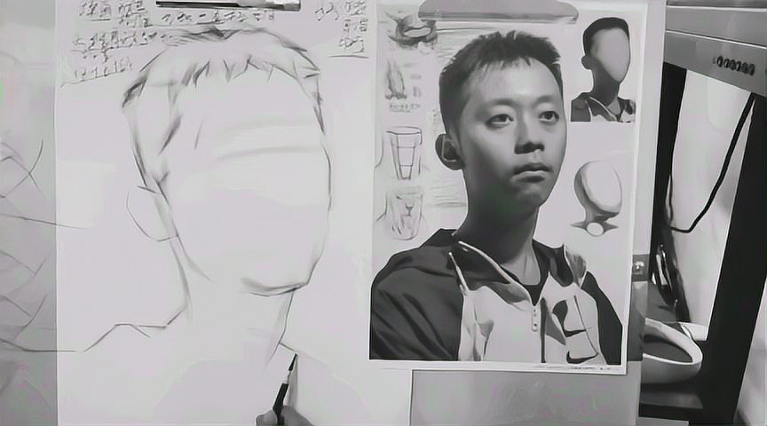 素描头像框架示范讲解一…