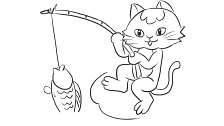 [小林简笔画]教你如何绘画小猫钓鱼卡通儿童幼儿亲子简笔画教程