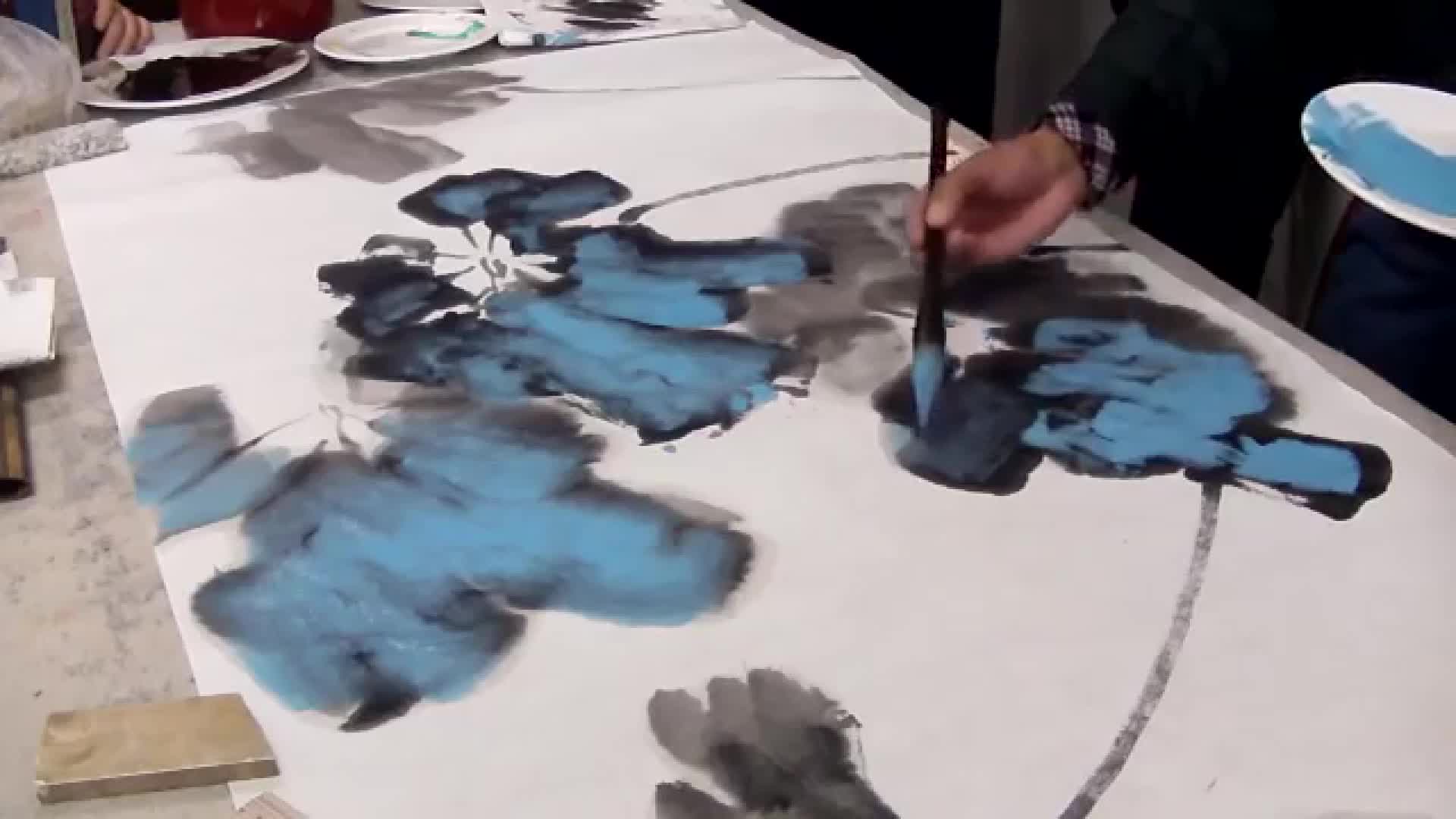 中国国画 大写意水墨荷花