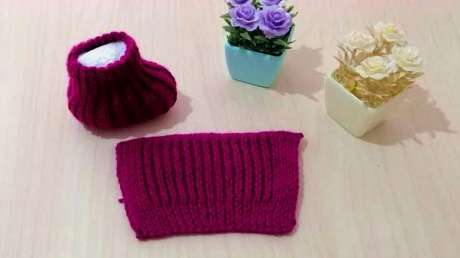 棒针编织舒适又漂亮的宝宝毛线鞋,简单易织,10分钟就能搞定