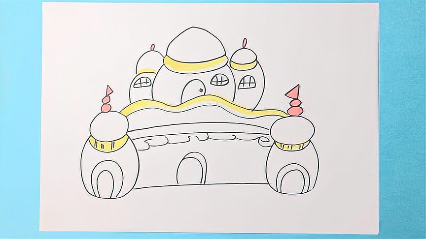 博卡简笔画:城堡是女孩的梦,今天个博卡一起,画一个卡通城堡吧