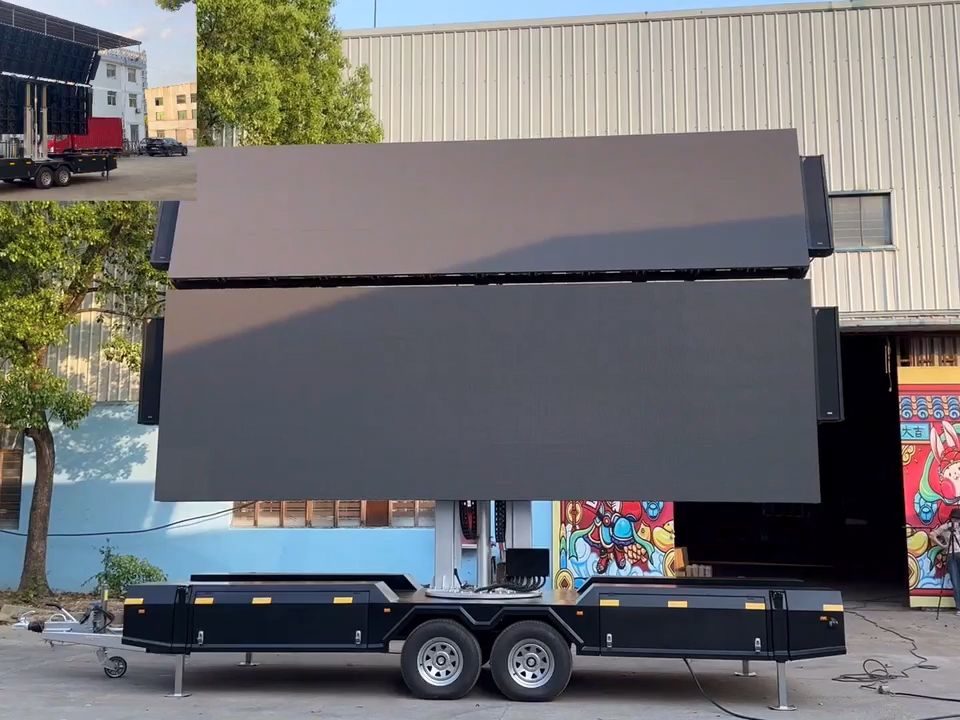 可移动可升降可折叠可旋转的LED户外显示屏,移动户外显示大屏,LED...