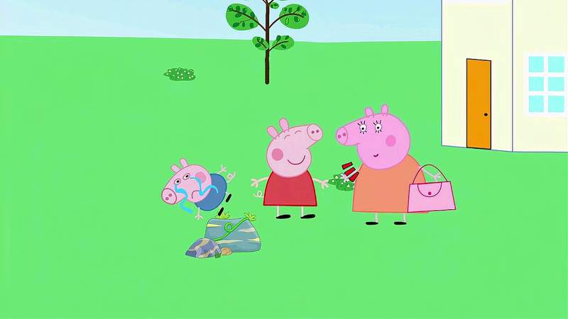 小猪佩奇动画,乔治摔倒了