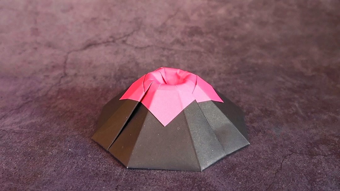 折纸火山教程,还有爆发的火山口,创意儿童手工折纸DIY