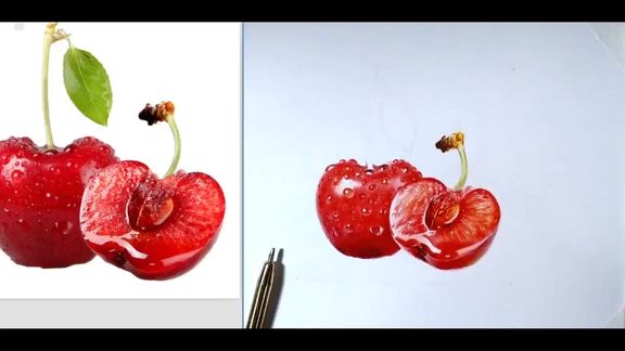 画出来这颗樱桃,看着都想吃