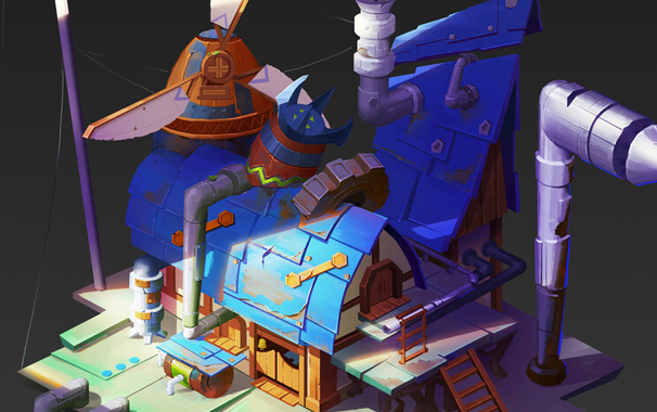 【3Dmax】传统手绘游戏模型 小场景制作过程