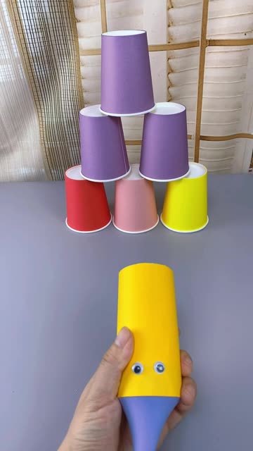 用完的纸桶不要扔,可以做个简单好玩的炮弹发射器