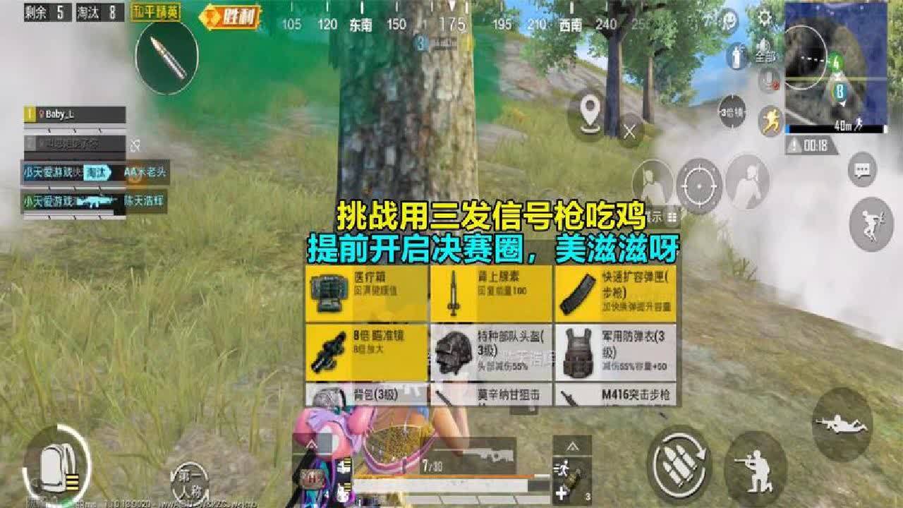 和平精英:挑战用三发信号枪吃鸡,提前开启决赛圈,美滋滋呀!