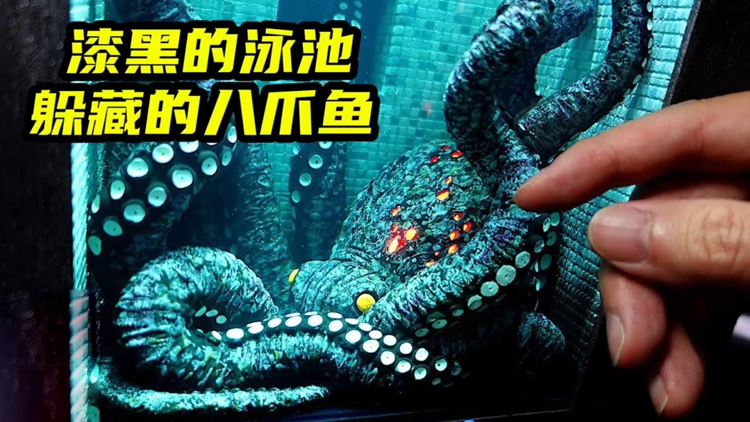 模型制作:躲在泳池中的八爪鱼,小心被它给吃了