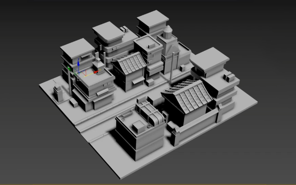 【3dmax建模】场景街道模型搭建、场景细化技巧、3dmax新手教学