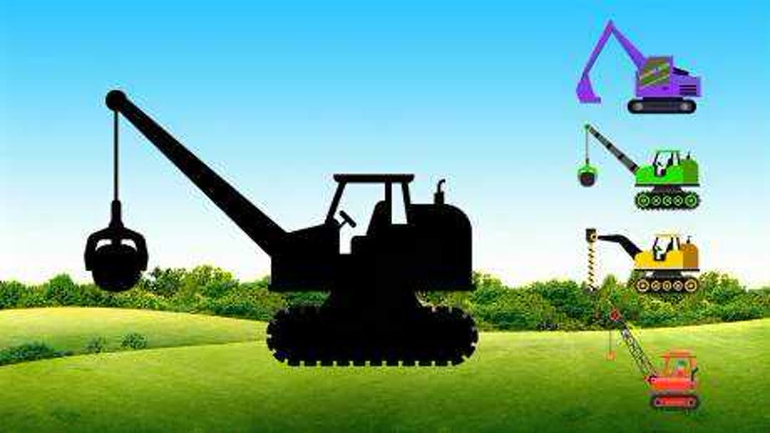 认识螺旋钻机,挖掘机,铁球拆迁车等工程车