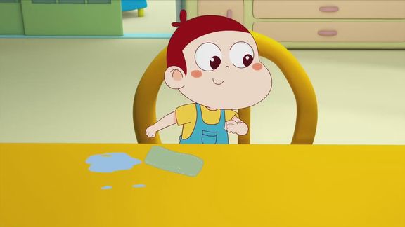 妈妈让阿优擦桌子,阿优越擦越脏,还没擦干净就跑了