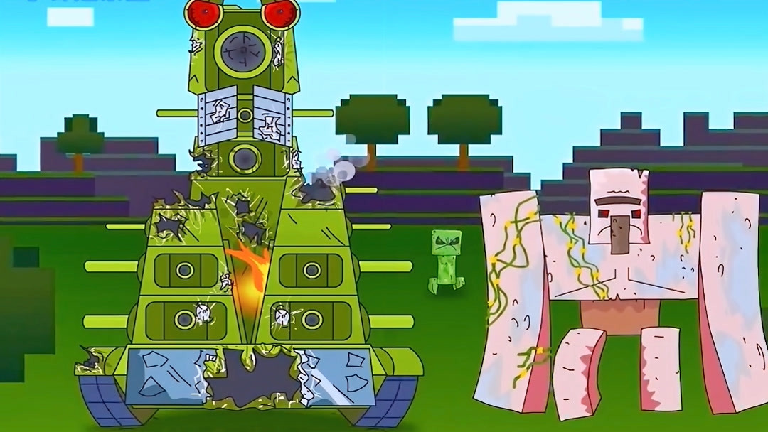 坦克世界动画 毒液坦克大战屠杀坦克!KB-44拜访野人村庄!