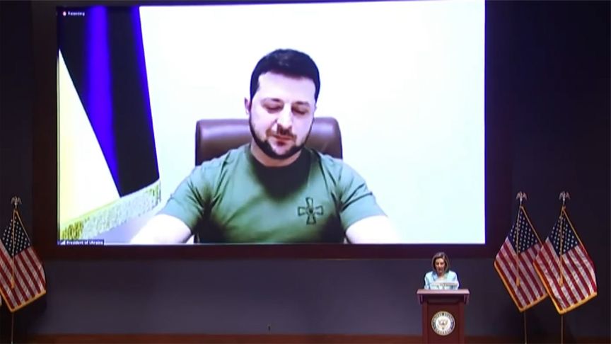 泽连斯基在美国国会发表视频讲话:呼吁美制裁所有俄官员