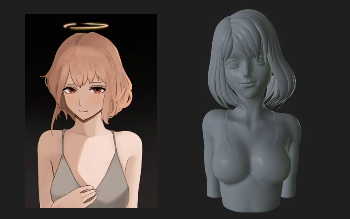 【零基础3D建模教学】天使女孩角色制作教程,模型渲染全流程