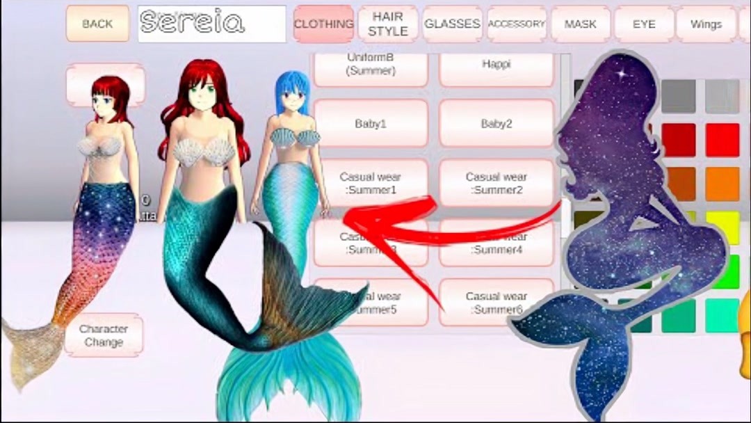 樱花校园模拟器:教你们如何在海滩上变成美女鱼,超级好看的喔