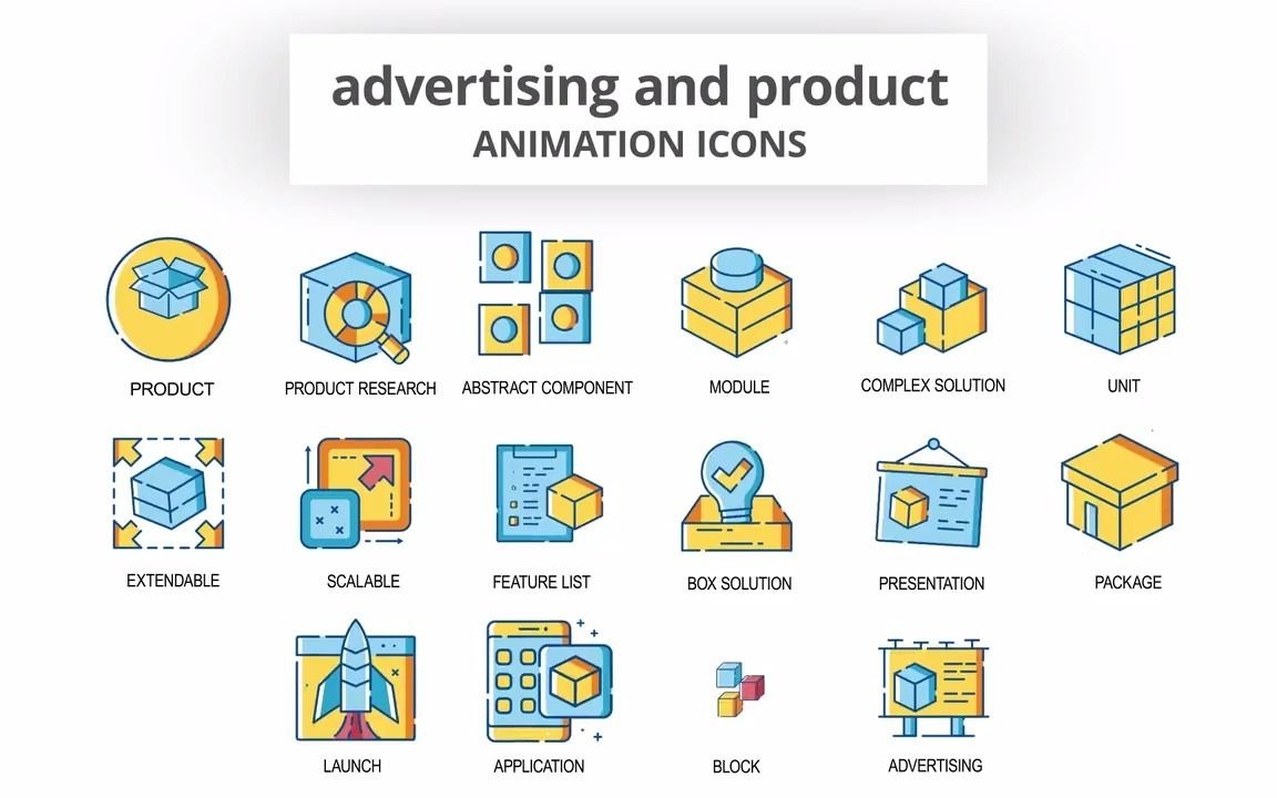 广告和产品 - 动画图标AE模板