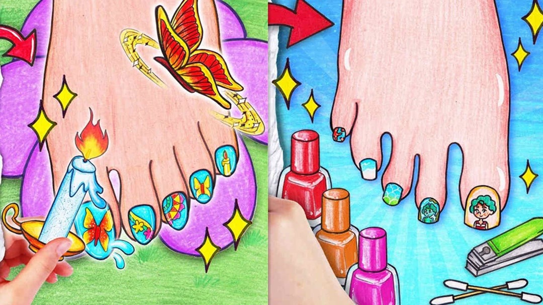 趣味定格动画:小美不小心踩到了海胆,章鱼帮小美做美甲