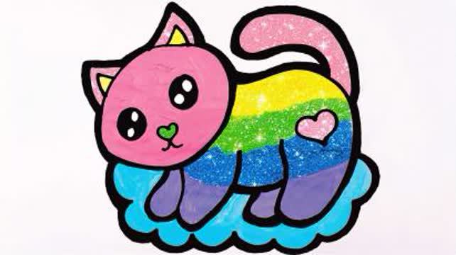 简易画教你画一只可爱的小猫咪,一起来上色吧!