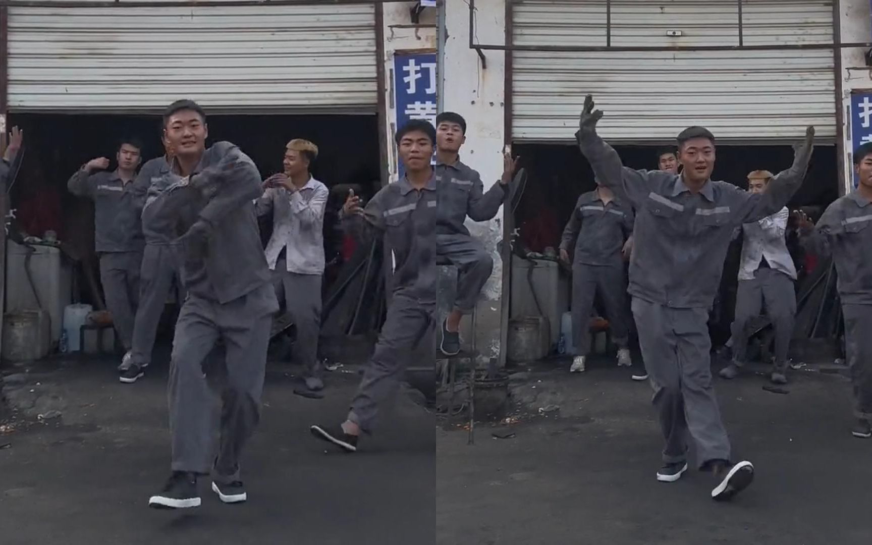 00后修车小伙模仿王一博开场舞,欢快且自由:只要热爱在哪没差