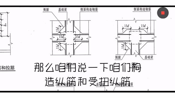 16G101-3第82页,基础梁侧面纵向构造钢筋与拉筋的锚固与搭接要求