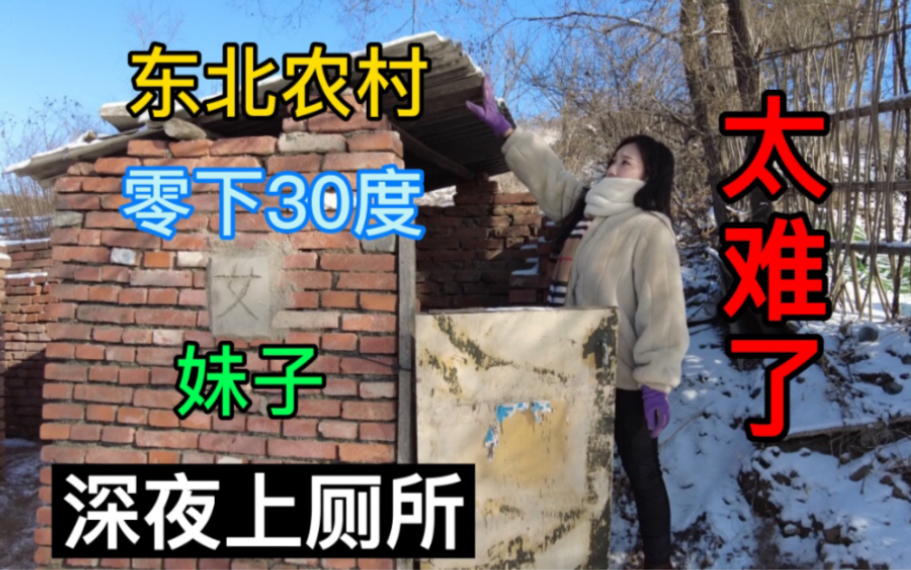 东北妹子半夜上厕所,零下30度直冻屁股,车顶照过来差点掉进去