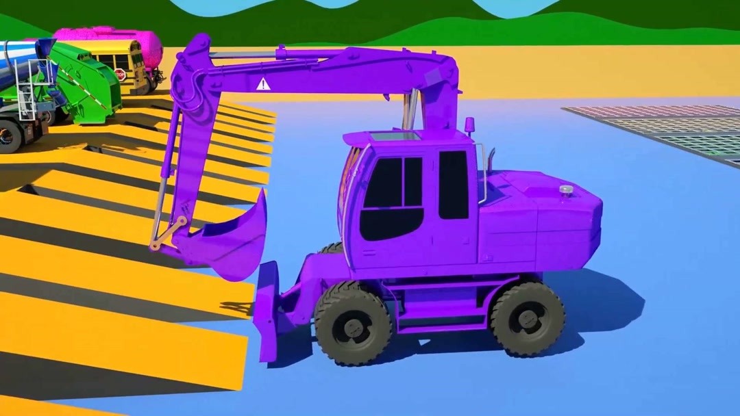 儿童挖掘机 第5集 工程车七兄弟染色