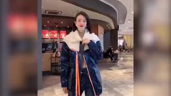 欧版皮毛一体皮草拼接羽绒真皮