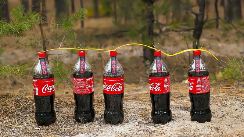 我国鞭炮的威力到底有多大?老外用可乐瓶亲测,实在是太震撼了!