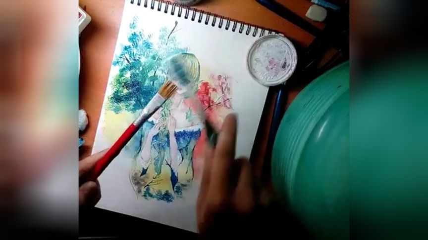 杰杰手绘水粉画 美丽动漫精灵
