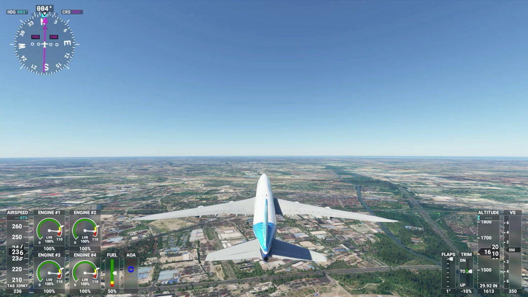 微软模拟飞行2020虹桥机场起飞,一顿操作猛如虎,定睛一看原地杵