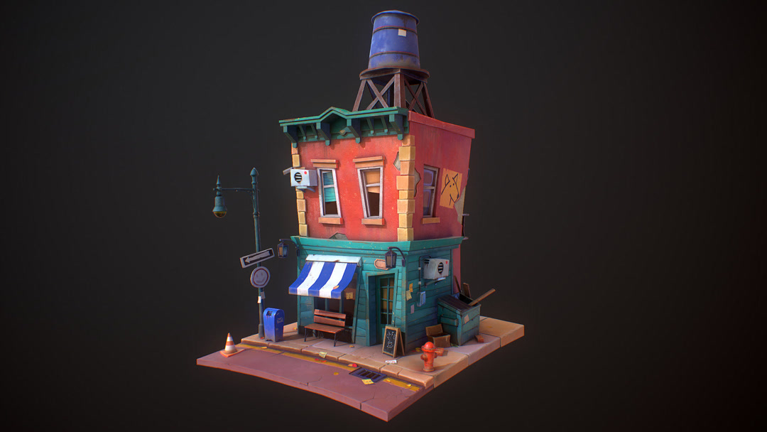 08MAYA2018建模基础教程卡通小场景_一楼侧面与二楼的