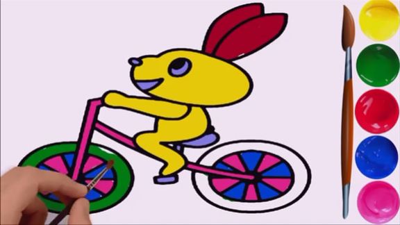 儿童简笔画,小兔子骑自行车